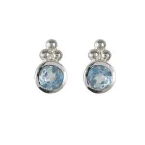CHARLOTTE'S WEB JEWELLERY Holi Jewel Silver Stud Earrings With Topaz - Blue