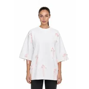 MYSIMPLICATED Oversized Ribbon T-shirt - White/pink