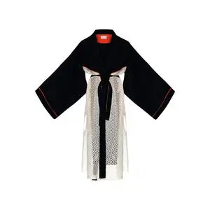 WOMEN & WOMEN Keops Linen Blend Kimono With Mesh Detail - Blue