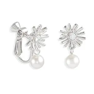 Grossé Platinum Coated Crystal And Pearl Clip-on Drop Earrings - Silver/white