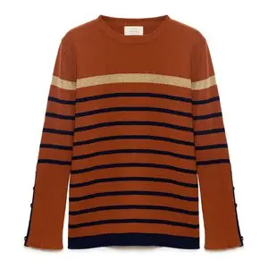 Women's Orange Striped Sweaters