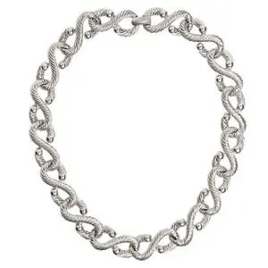 CARAMEL VINTAGE JEWELLERY Textured Rope Link Necklace - Silver