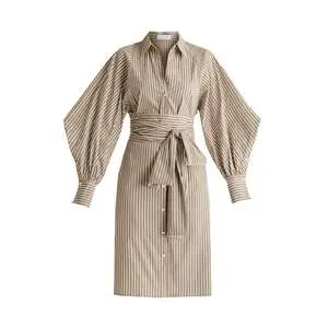 PAISIE Striped Shirt Dress With Tie Belt - Yellow