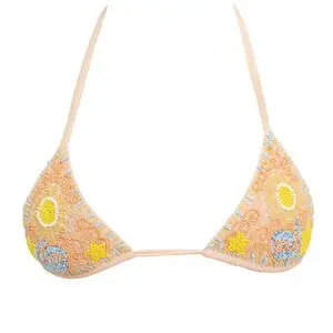 SELF-ADORE Hand-beaded Embellished Bikini Top - Brown