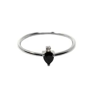 NASI SILVER Pear Atarah Ring With Onyx And White Topaz - Black