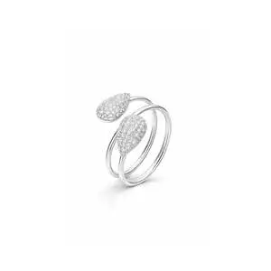 GOLD & HONEY Cz Pear Wrap Around Ring - Silver