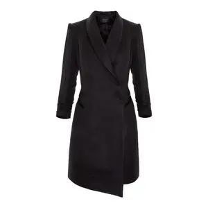 AVENUE N°29 Asymmetric Linen And Rayon Blazer Dress - Black
