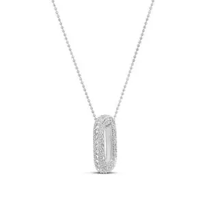 SHYMI Oval Pave Charm Pendant Necklace - Silver