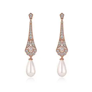RETRO CHIC Rococo Era Zirconia Drop Earrings - Orange