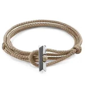 ANCHOR & CREW Oxford Silver And Rope Bracelet - Brown