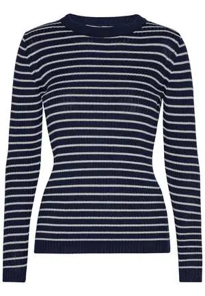 GROBUND Hanna Rib Knit Striped Blouse - Blue
