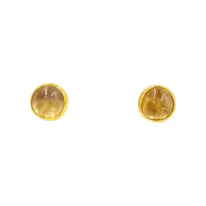 1610ISTANBUL Citrine Stud Earrings - Gold