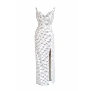 GIRL IN MIND Senna Asymmetric Double Cowl Maxi Dress - White