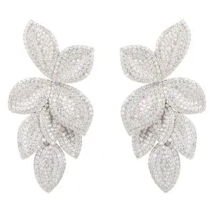 LATELITA Silver And Zircon Cascading Flower Earrings - Silver/white