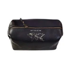 VIDA VIDA Deluxe Leather Wash Bag - Black
