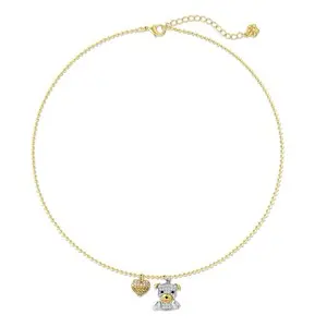 CLOUD HAVEN Cz Pit Bull & Rainbow Heart Pendant Necklace - Gold