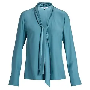 Santorelli Amanda Silk Tie Neck Blouse