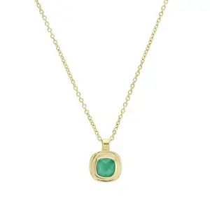 AUREE JEWELLERY California Cushion Onyx Pendant Necklace - Green