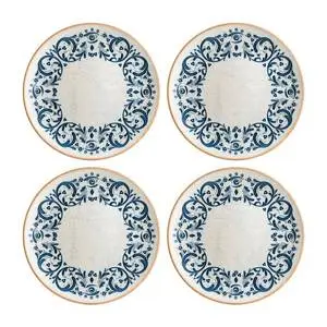 Turgla Home Blue / White Viento Round Decorated Porcelain Dinner, Entree Plate Set Of Four - Blue/white