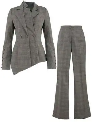 TIA DORRAINE Asymmetric Plaid Suit
