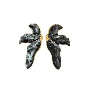 ROZ Lila Enamel Drop Earrings Black