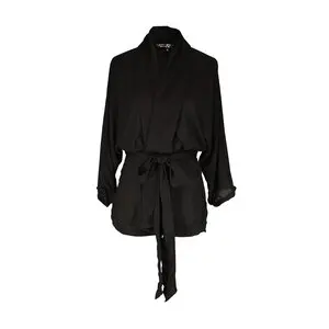 JENNAFER GRACE Dolman Wrap Kimono Top - Black