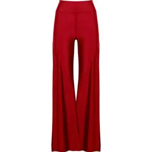 ANTONINIAS High-waisted Wide Leg Pants With Slit - Red