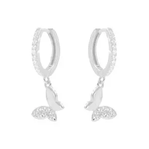 KAMARIA Butterfly Crystal Huggie Earrings - Silver