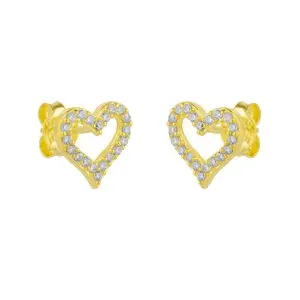 SPERO LONDON Heart Sterling Silver Stud Earrings - Gold