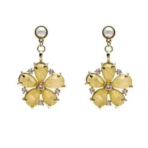 FARRA Citrine Flower Dangle Earrings