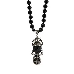EBRU JEWELRY Pave Diamond Pendant Necklace - Black/silver