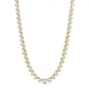 SHYMI Bezel Set Heart Tennis Necklace - Gold