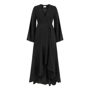 LILAMIE Monte Carlo Linen Resort Dress - Black