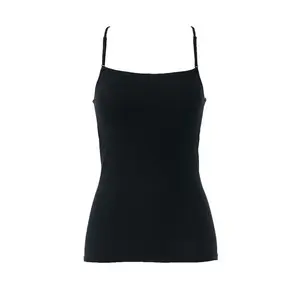 AROMATIQUE Cotton Camisole With Leavers Lace - Black