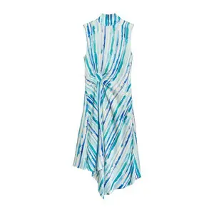 NIZA Sleeveless Midi Dress With Adjustable Ties - Blue