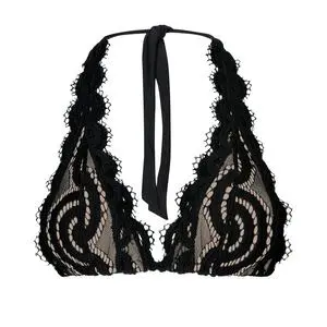 PQ SWIM Midnight Lace Halter Top - Black