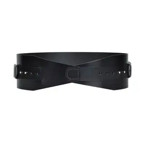 HAUTE CUIR Calliopes Wide Leather Belt - Black