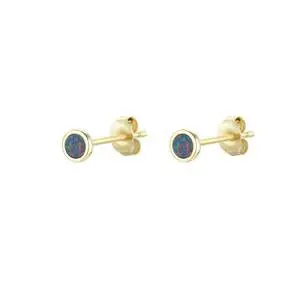 KAMARIA Mini Round Opal Stud Earrings Black