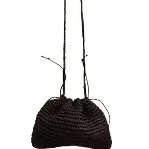 SPRINGMOONATELIER Handmade Raffia Shoulder Bag - Black