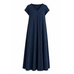 NIKKA PLACE Linen Maternity Maxi Dress With Back Tie - Blue