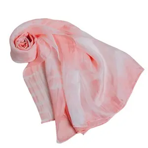 SILK AND BEARS Women's Orange Coral- Peach Blush Shibori Silk Scarf – Hand-dyed Mulberry Silk Shawl