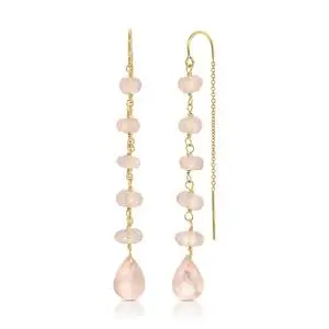 HEATHER HAWKINS Threader Earrings With Rose Quartz - Pink