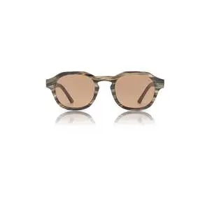 A. Kjærbede Zan Striped Horn Sunglasses - Black/brown