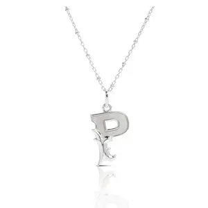 KASUN LONDON Solid Initial P Pendant Necklace - Silver
