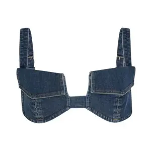 CIRCULAR PATH Pocket Denim Bikini Top - Blue