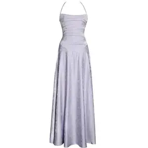 MISS CIRCLE NEW YORK Jacquard Rouched Maxi Dress - Purple