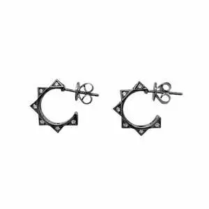 JAGGED HALO JEWELRY Ayla Crystal Huggie Hoop Earrings - Black