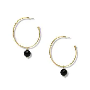 JAREDJAMIN Hooptastic Onyx Drop Gold Hoop Earrings - Black