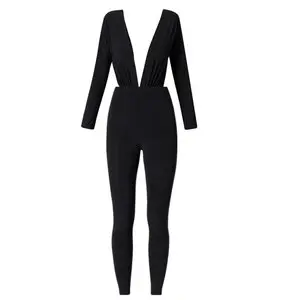 LIA ARAM V-neck Jumpsuit With Cut-out Detailing - Black