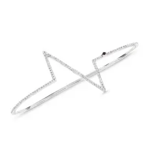 SALLY SKOUFIS Force Palm Cuff With Simulated Diamonds - Silver